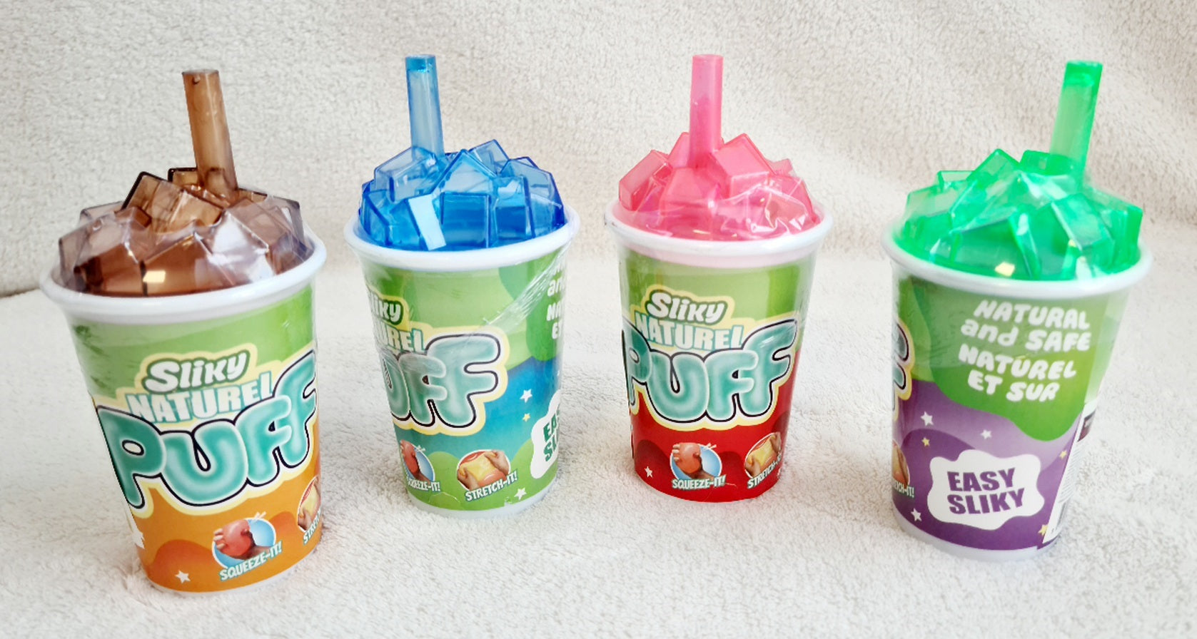 Pâte slime bubble tea en boite de 12 pcs, 4 couleurs, 120 gr – MONDOCASH